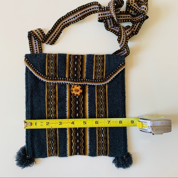 Handmade | Bags | Handwoven Peruvian Purse Dark Gray Yellows | Poshmark